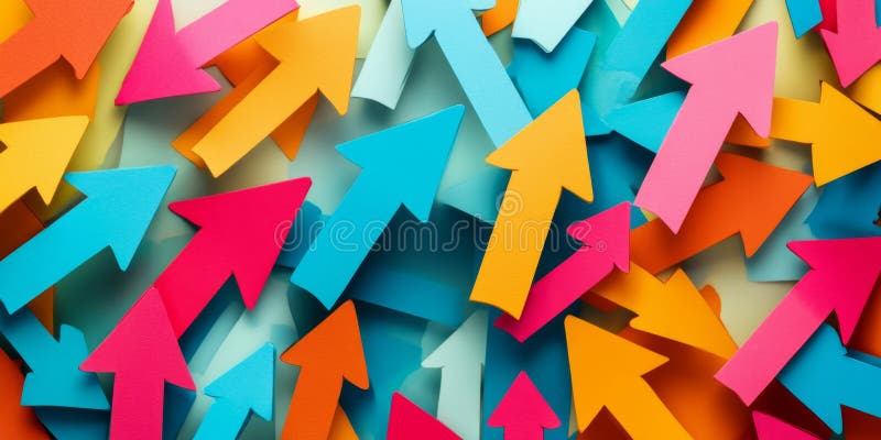 Colorful Paper Cut-out Arrows on a Vibrant Background Representing ...