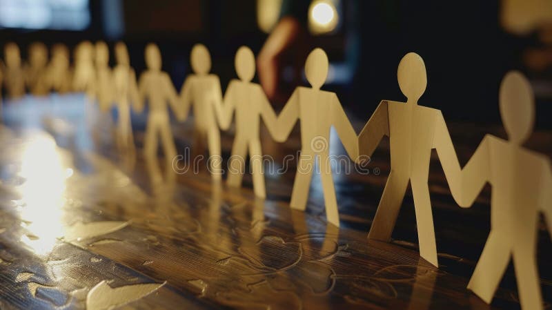 Colorful Paper Cutout Chain Representing Unity and Collaboration in a ...