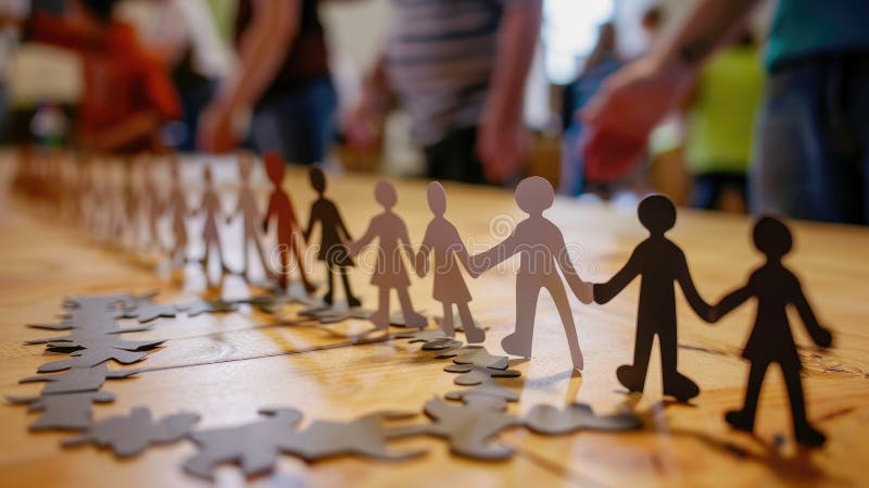 Colorful Paper Cutout Chain Representing Unity and Collaboration in a ...