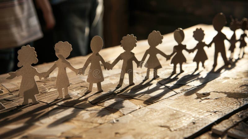 Colorful Paper Cutout Chain Representing Unity and Collaboration in a ...