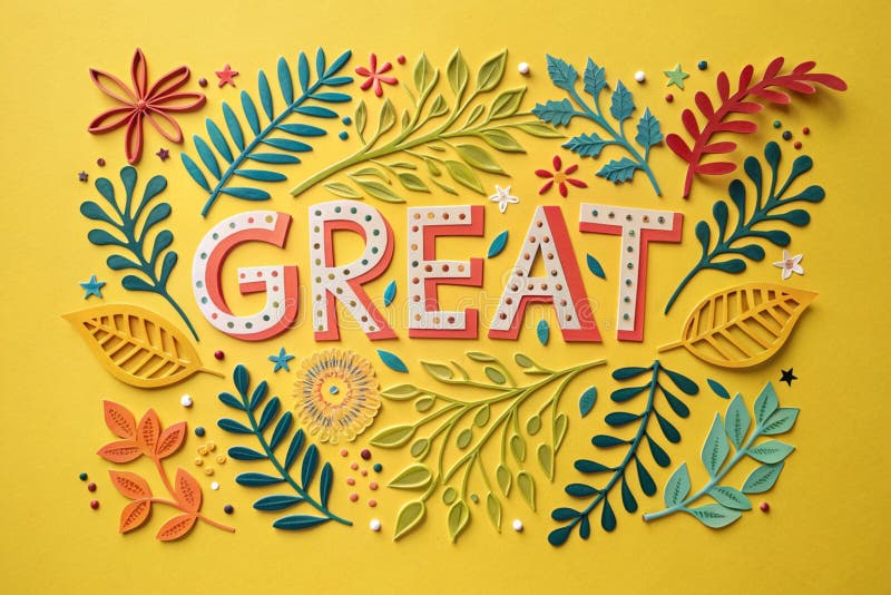 Colorful Paper Cutout with Great Text on Yellow Background - Generated ...