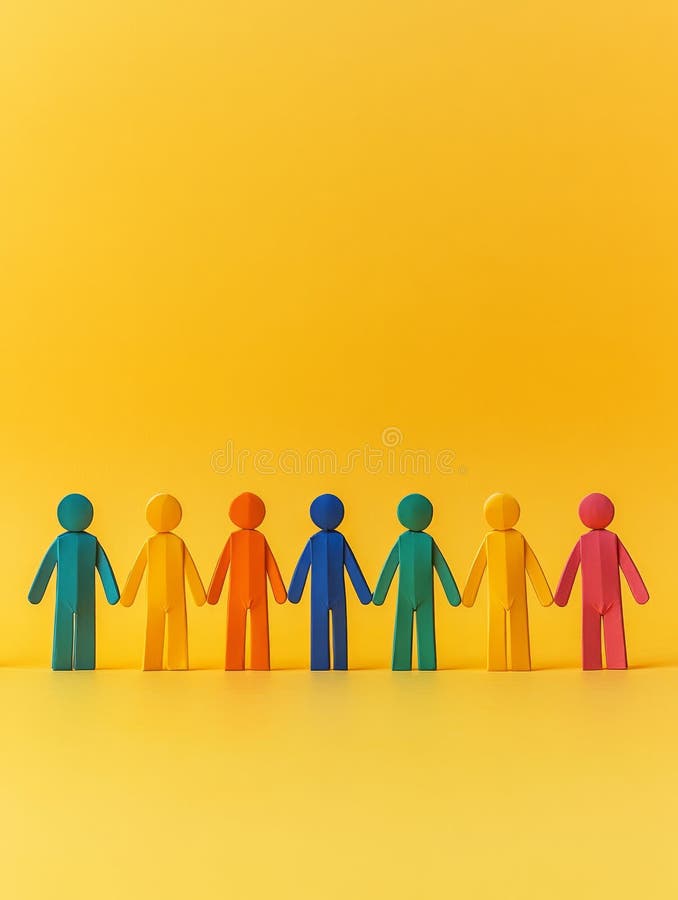 Colorful Paper Doll Chain Yellow Background Stock Photos - Free ...