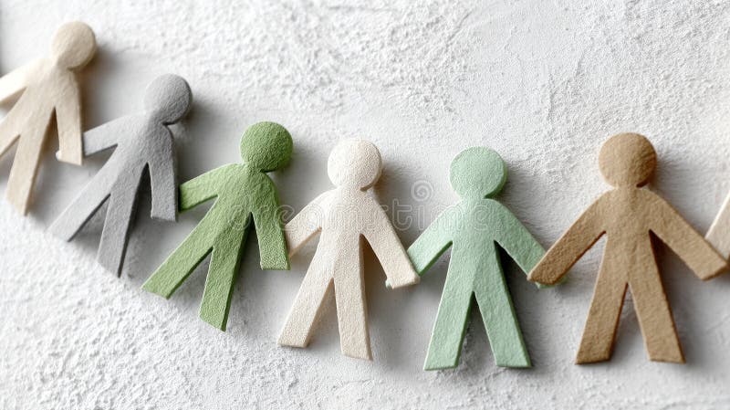 Colorful Paper Dolls Chain Symbolizing Diversity and Unity. Stock Photo ...