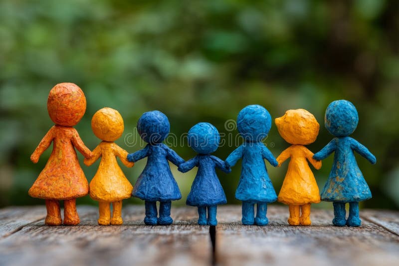 Colorful Paper Dolls are Holding Hands, Symbolizing Unity, Diversity ...