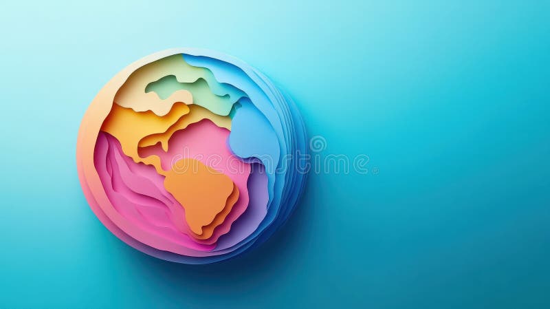 Colorful Paper Earth Art on Blue Background for Creative Design ...