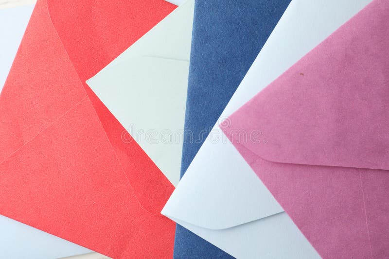Colorful Paper Envelopes As Background, Top View Stock Photo - Image of ...