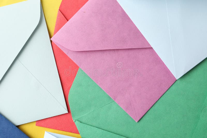 Colorful Paper Envelopes As Background, Top View Stock Photo - Image of ...