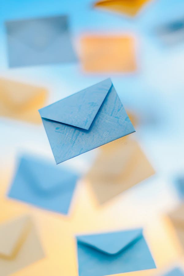 Colorful Paper Envelopes Floating on Gradient Backdrop Transitioning ...