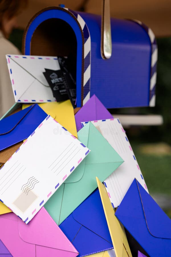 Colorful Paper Envelopes Fly Out of Mailbox. Bright Banner Design ...