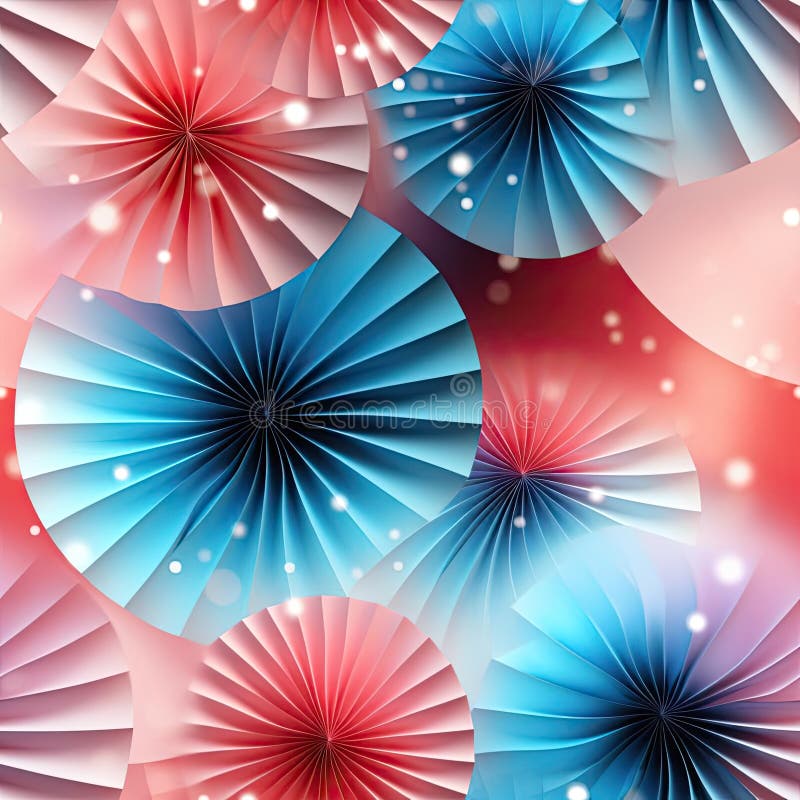 Colorful Paper Fan on a Starry Background with Red, Blue, and White ...