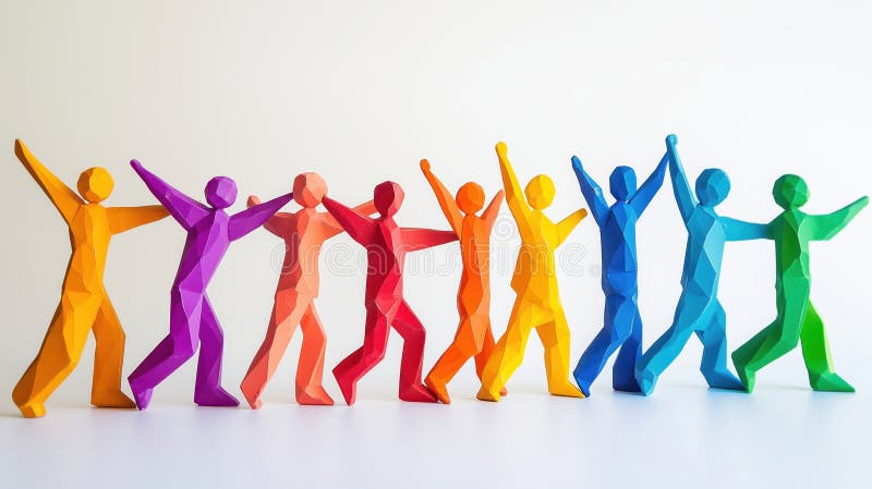 Colorful Paper Figures Celebrating Together Stock Image - Image of ...