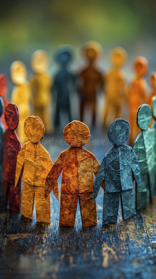 Colorful Paper Figures Gathering Around Each Other Stock Illustration ...