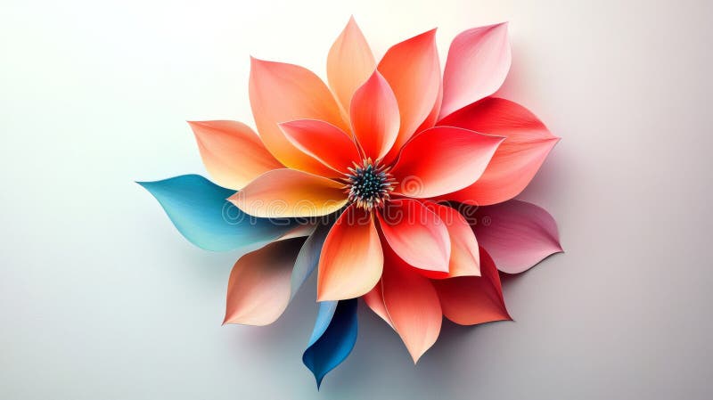 Colorful Paper Flower Craft with Gradient Petals Stock Illustration ...