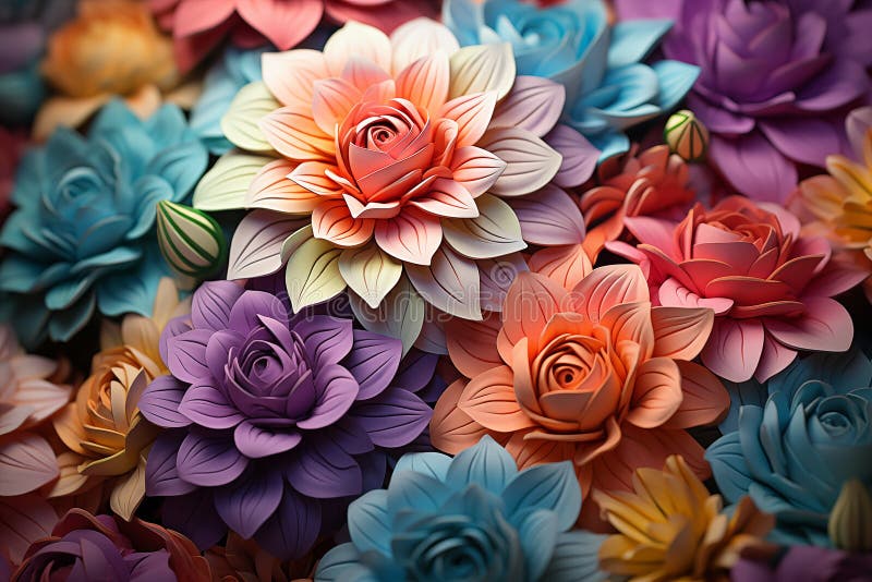 Colorful Paper Flowers Texture Background. Colorful Paper Flowers ...