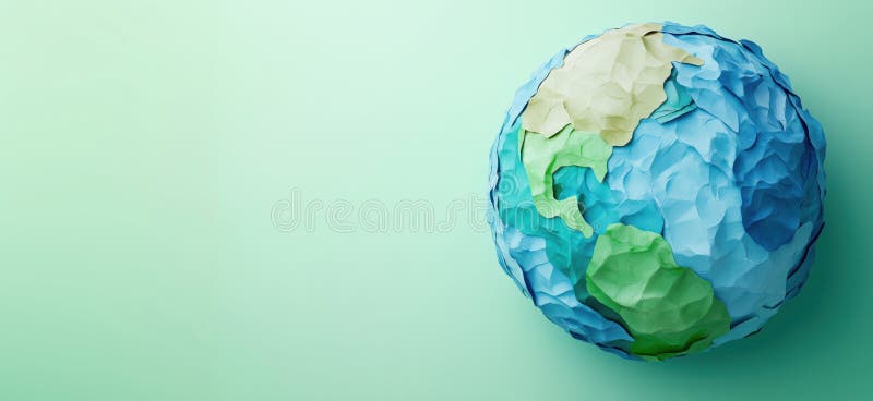 Colorful Paper Globe Representing Earth with Textured Continents and ...