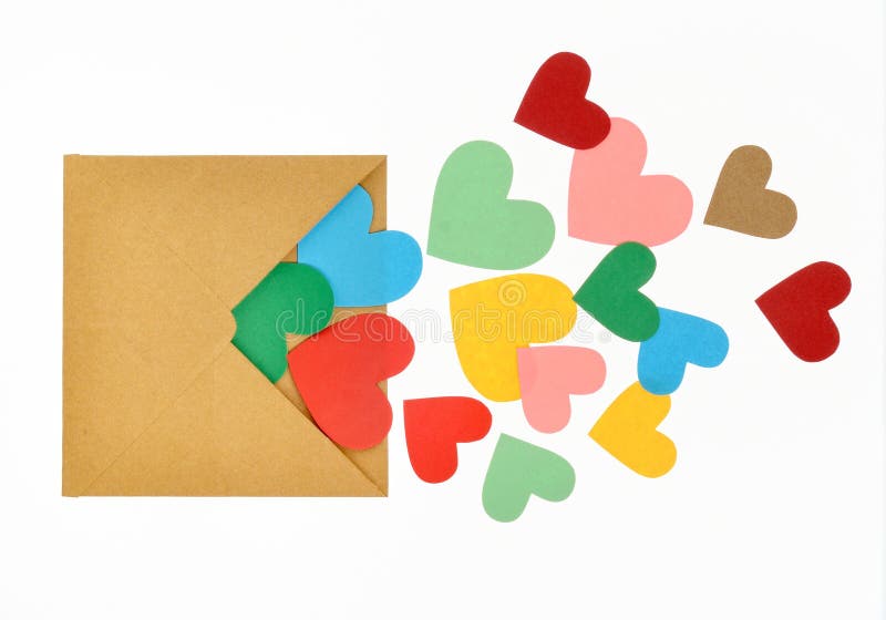 Colorful paper heart shape stock image. Image of envelope - 28205825