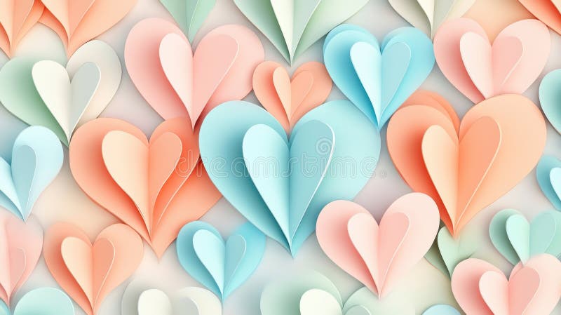 Colorful Paper Hearts Create a Vibrant and Romantic Pattern, AI Stock ...