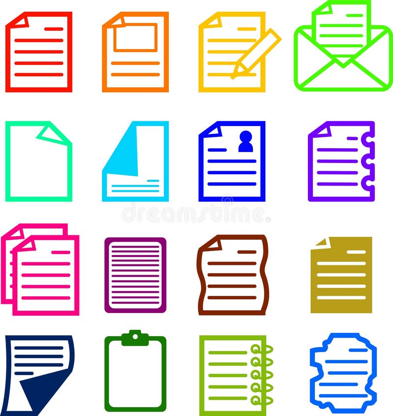 Colorful Paper icon set stock vector. Illustration of message - 198209135