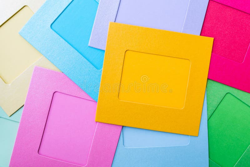 Colorful Paper Instant Photo Frames Stock Photo - Image of background ...