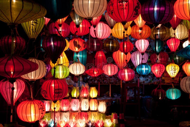Variety of Colorful Chinese Paper Lanterns Editorial Photo - Image of ...