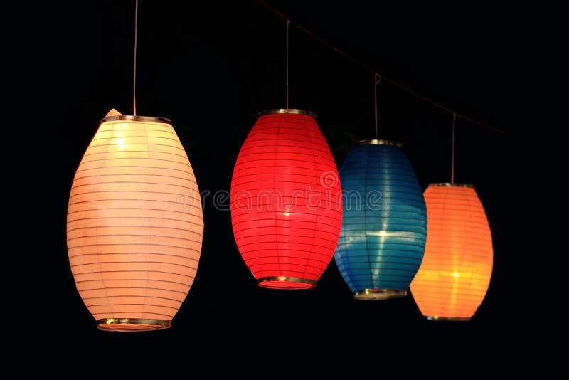 Colorful paper lanterns stock image. Image of culture - 53499575