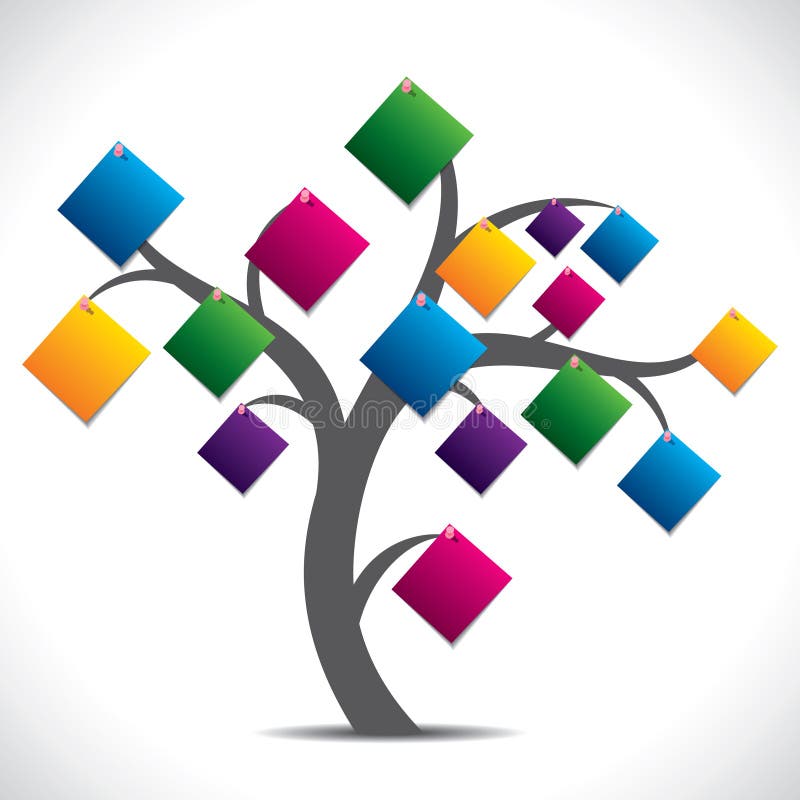 Colorful paper note tree stock vector. Illustration of composite - 29080435