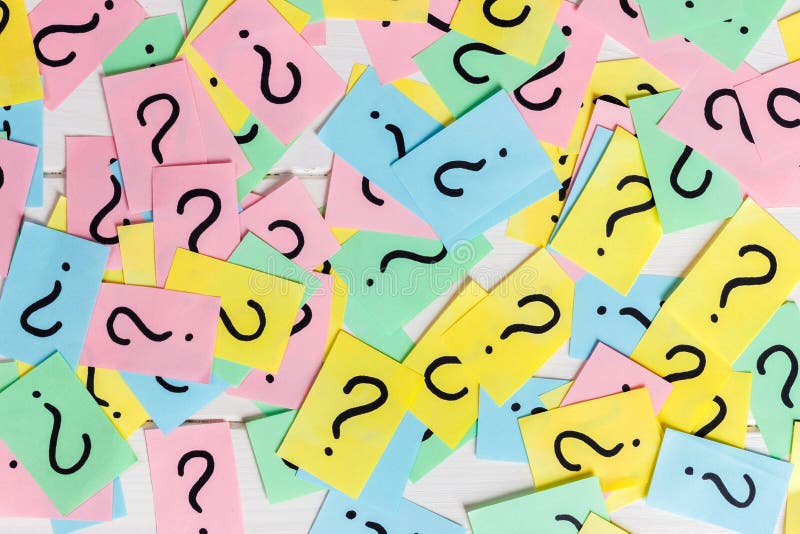 Colorful Paper Notes with Question Marks. Closeup Stock Image - Image ...