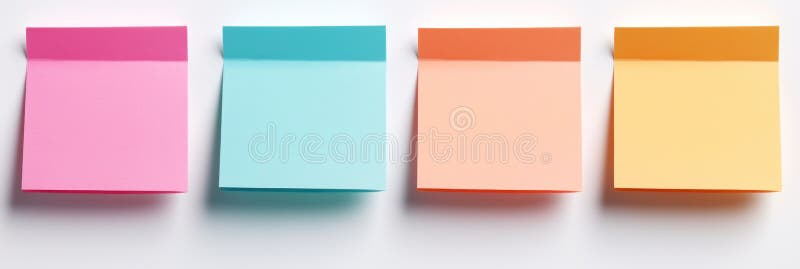 Colorful Paper Notes in a Row on White Background AI Generated Stock ...