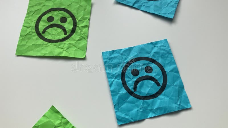 Colorful Paper Notes with Sad Faces on Them. Stock Video - Video of ...