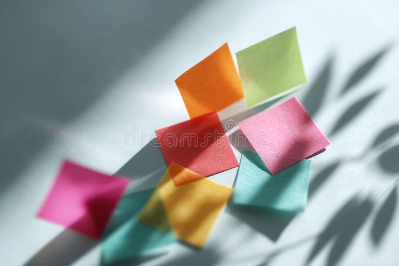 Colorful Paper Notes with Shadows, Suggesting Ideas, Reminders, or a ...