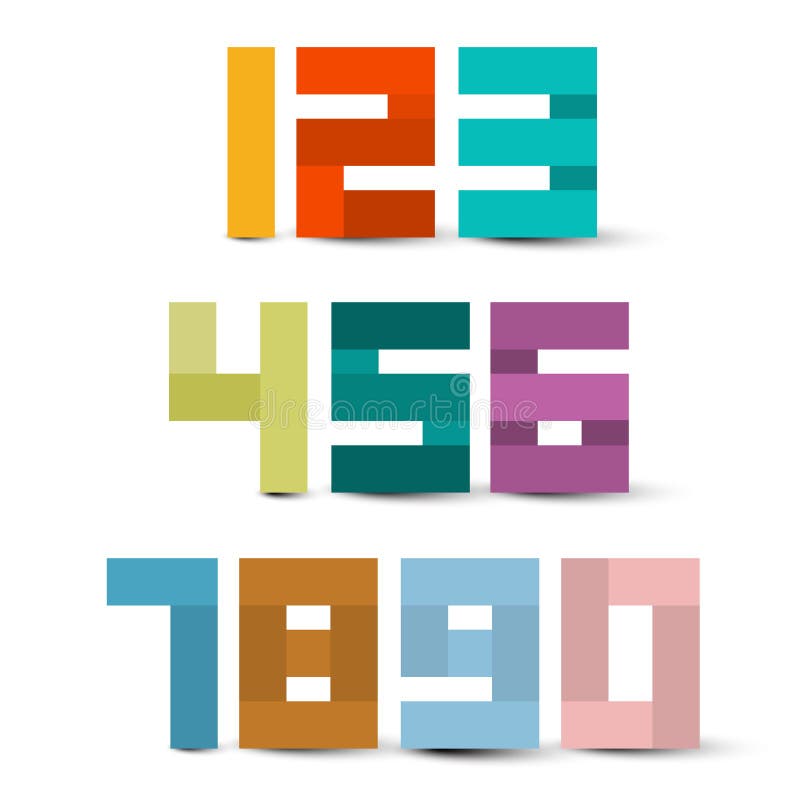 Colorful Paper Numbers Set. Stock Vector - Illustration of three, sign ...