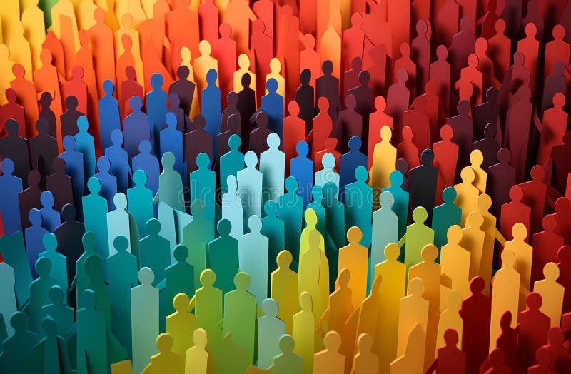 Colorful paper people stock illustration. Illustration of space - 365422568