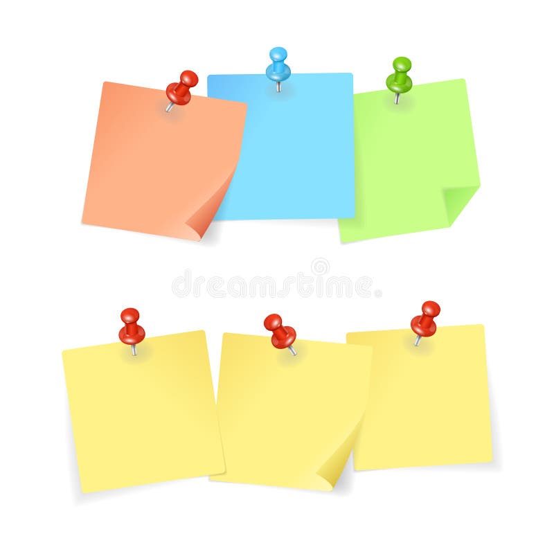 Colorful Paper and Pin Set. Vector Stock Vector - Illustration of color ...