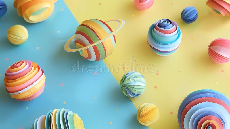 Colorful Paper Planets for Artistic School Projects Stock Illustration ...