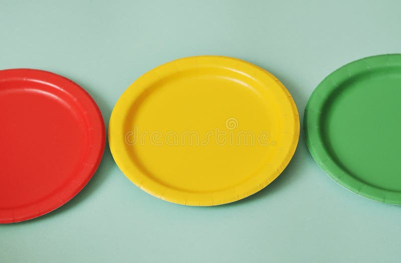 Colorful Paper Plates on Light Background. Stock Photo - Image of round ...