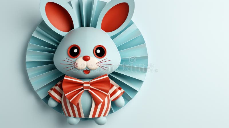 Colorful Paper Rabbit on Blue Background, Origami Art, Easter Bunny ...