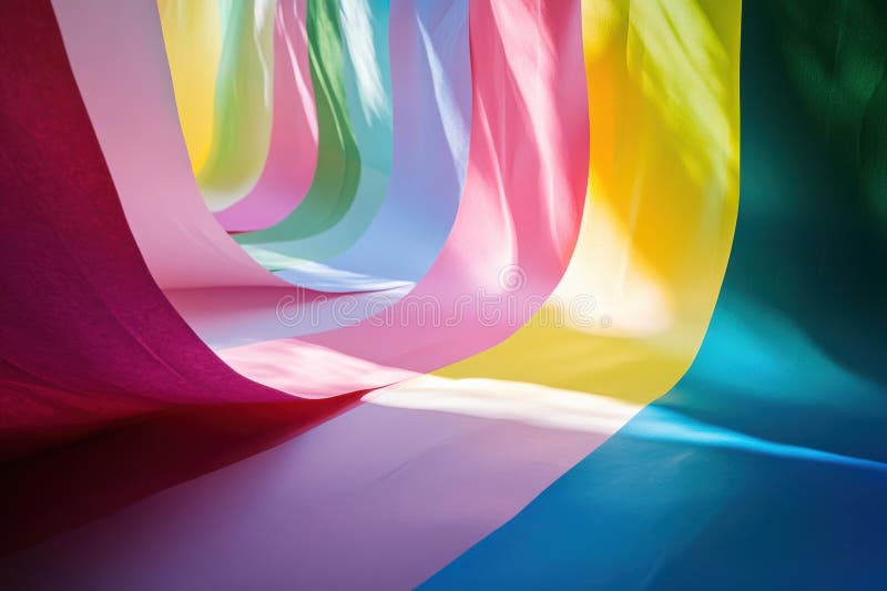 Colorful Paper Rolls Create a Vibrant Rainbow Effect in a Lively Room ...