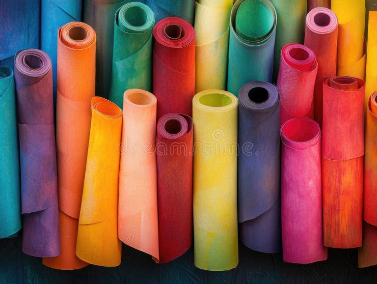 Colorful Paper Rolls stock photo. Image of rolls, stationery - 388315244