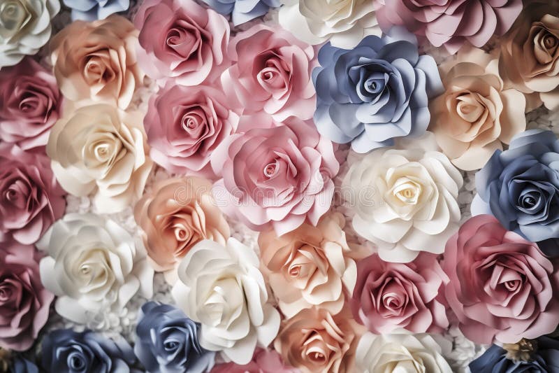 Colorful Paper Roses As a Vibrant Backdrop for Your Next Event. Created ...