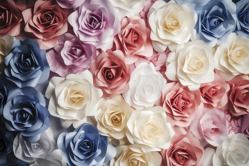Colorful Paper Roses As a Vibrant Backdrop for Your Next Event. Created ...