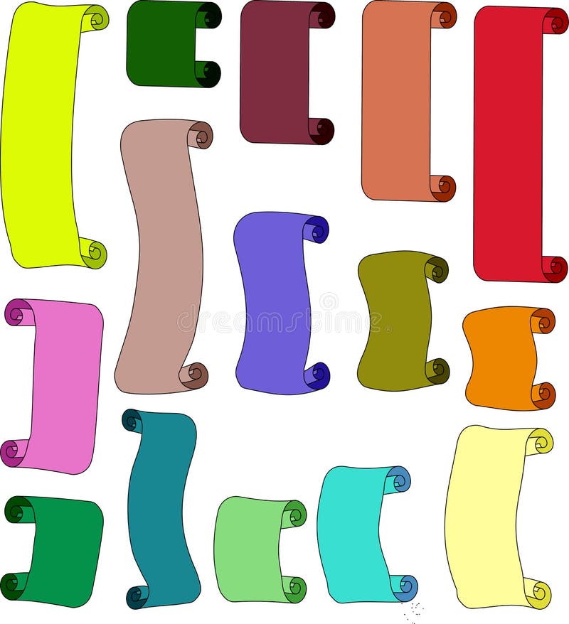 Colorful Paper scroll set stock vector. Illustration of calligraphy ...