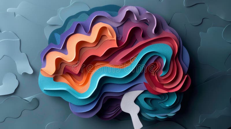 Colorful Paper Sculpture of a Brain with Multiple Layers Depicting ...