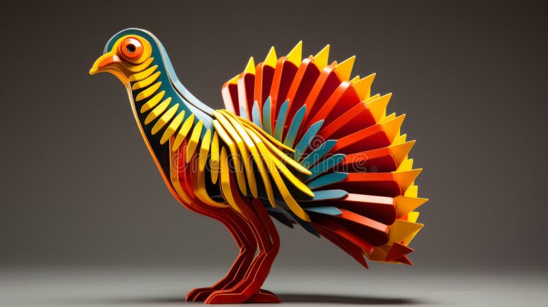 A Colorful Paper Sculpture of a Turkey Stock Illustration ...