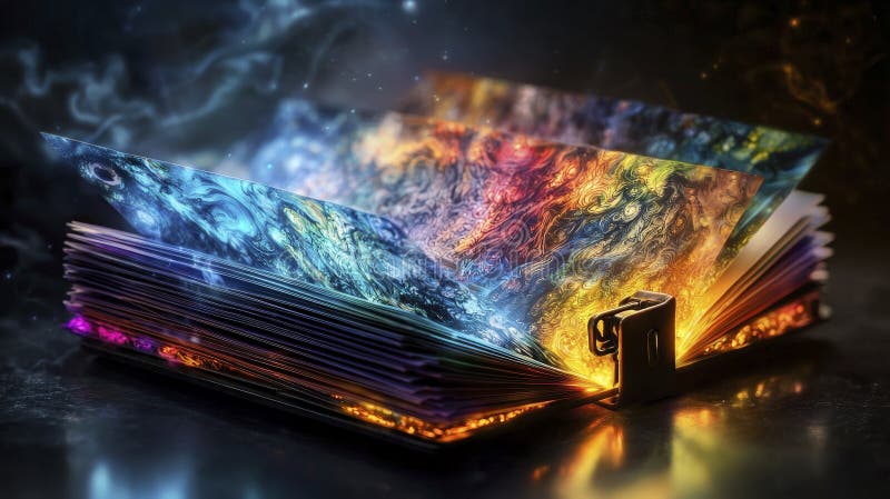 Colorful Paper Sheets Bound by Glowing Stapler Creative Studio Digital ...