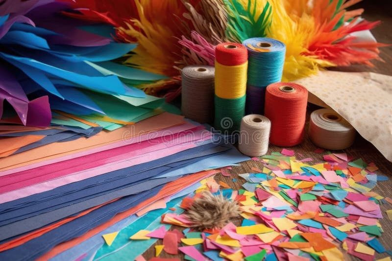Colorful Paper Sheets and Glue for Pinata Making Stock Illustration ...