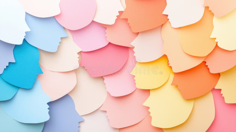 Colorful Paper Silhouettes of Human Faces on a Vibrant Background Stock ...
