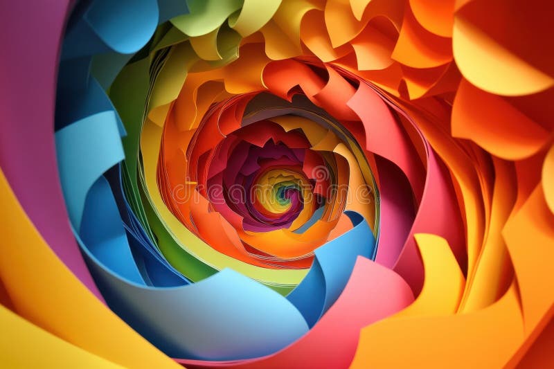 Colorful Paper Spiraling Inwards To Form a Whirl Stock Illustration ...