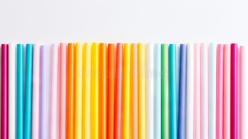 Colorful Paper Straws on White Background AI Generated Stock ...