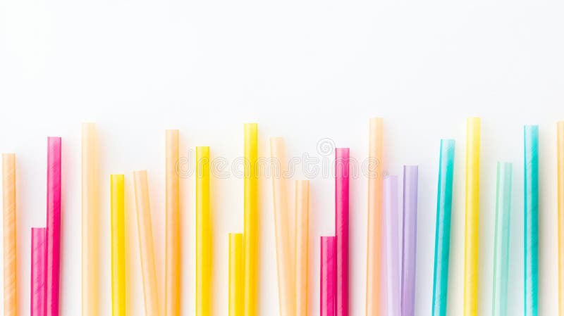 Colorful Paper Straws on White Background AI Generated Stock ...