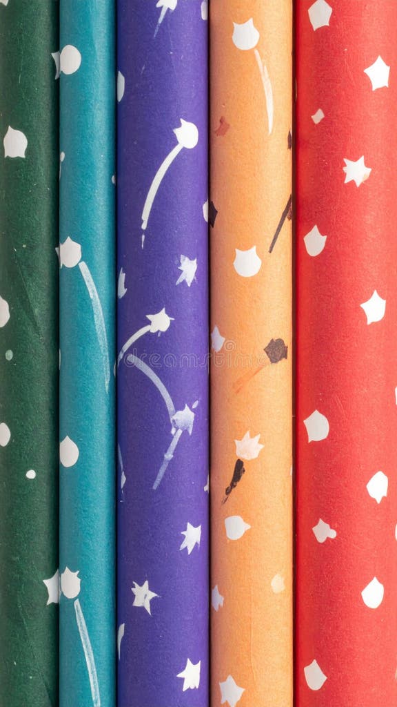 Colorful Paper Stripes with Star and Dot Patterns Stock Illustration ...